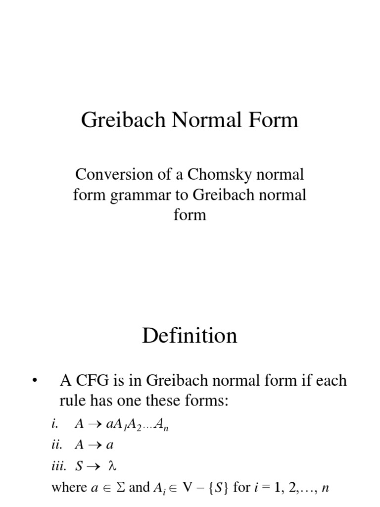 Greibach Normal Form | PDF | Algorithms And Data Structures | Areas Of ...