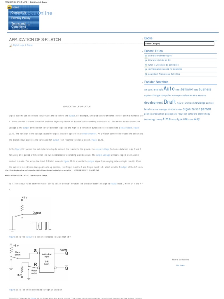 Application of S-R Latch - Digital Logic & Design | PDF | Digital ...