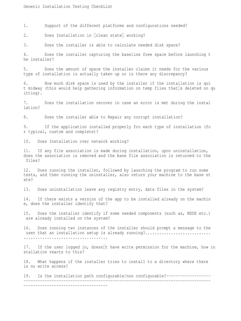 Installation Checklist | PDF | Installation (Computer Programs) | Windows Registry
