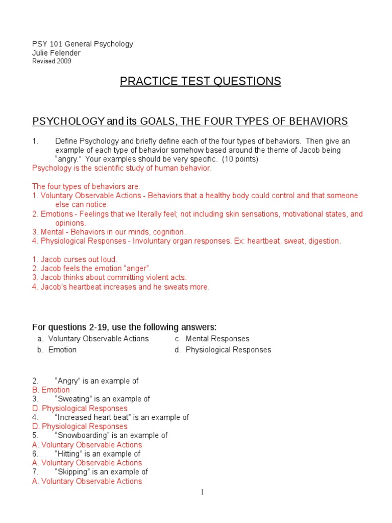 Psy Study Guide W Answers Word | PDF | Memory | Personality Psychology