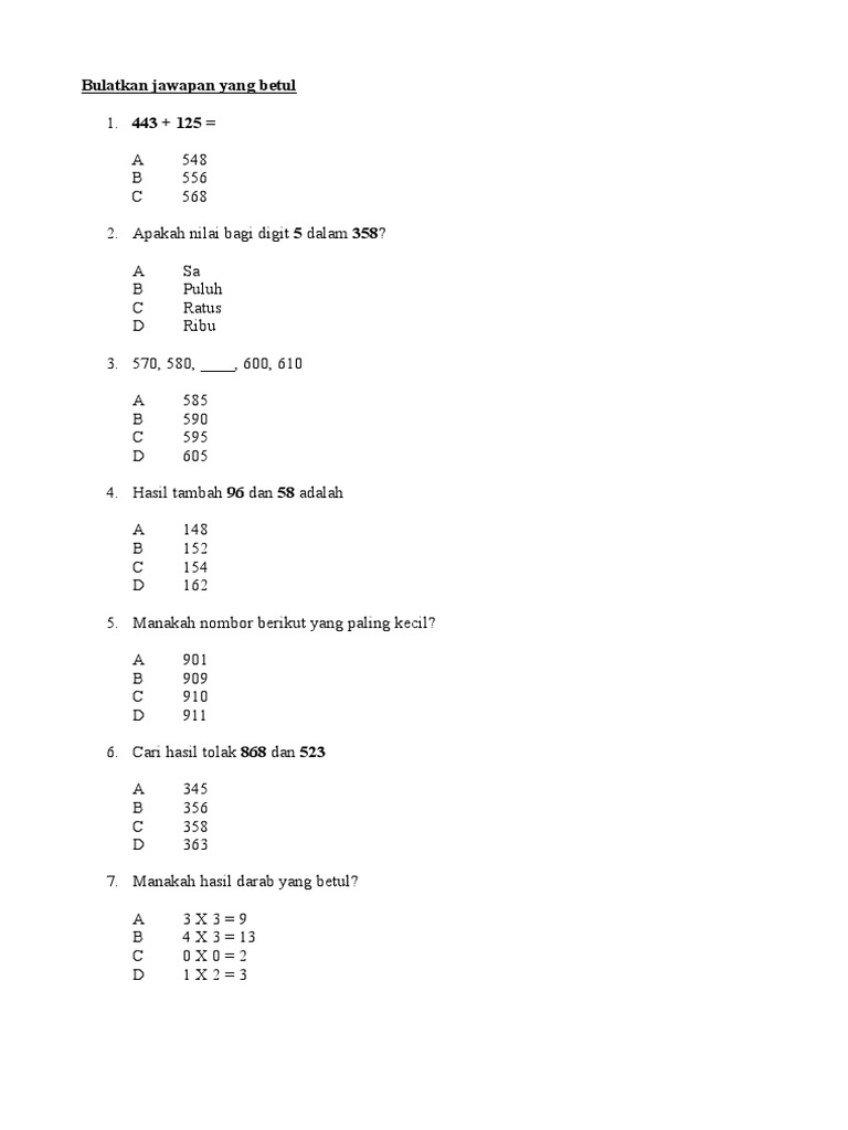 Matematik Tahun 2 | PDF | Metode & Bahan Ajar