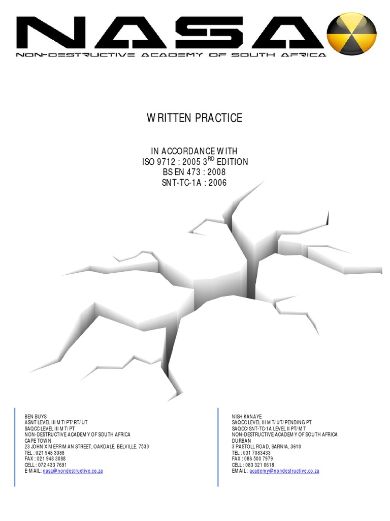Written Practice (Sample) | PDF | Nondestructive Testing | Certification
