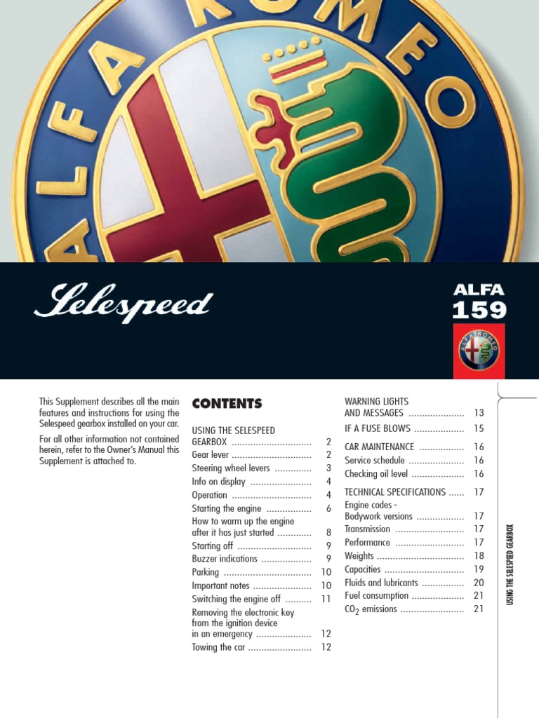 Alfa Romeo 159 SELESPEED Gearbox Overview | PDF | Automatic ...