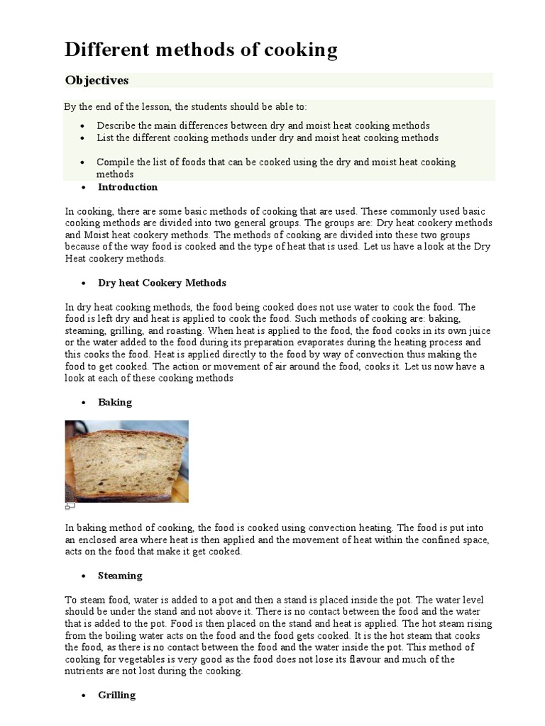 Different Methods of Cooking | PDF | Grilling | Roasting