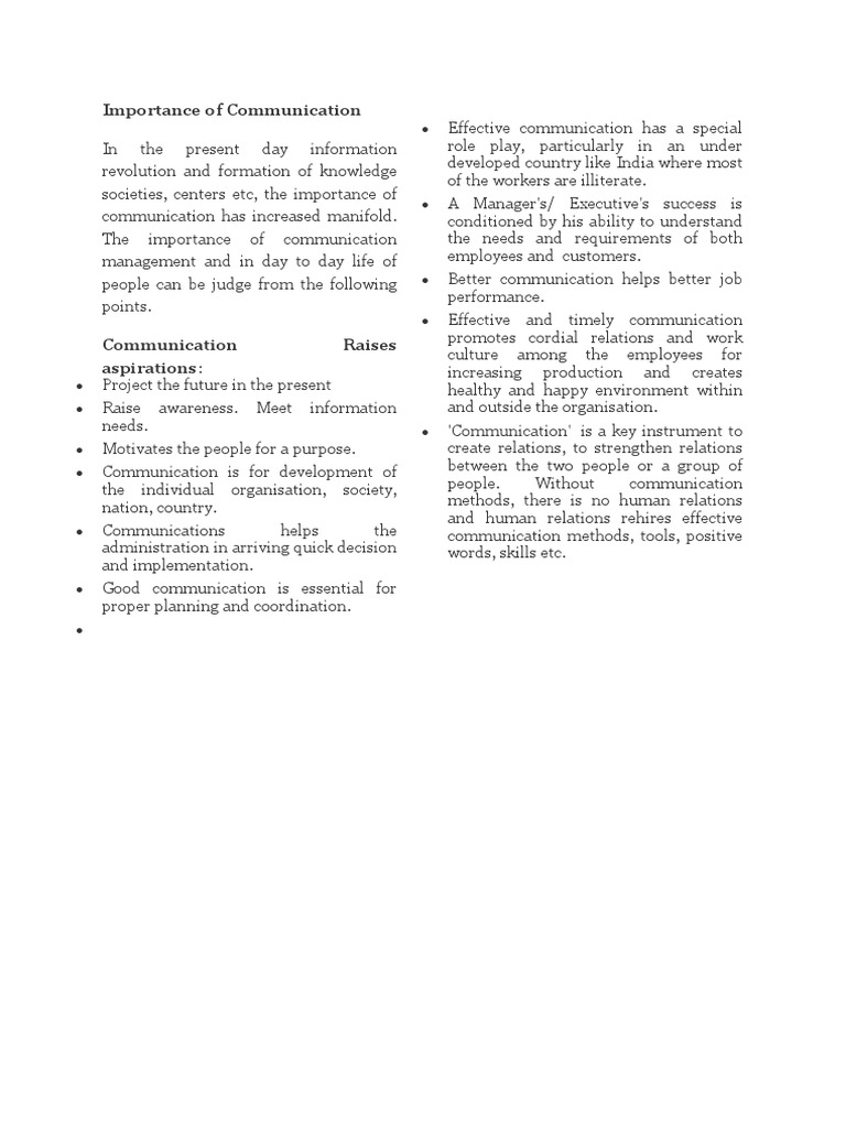 Importance of Communication | PDF
