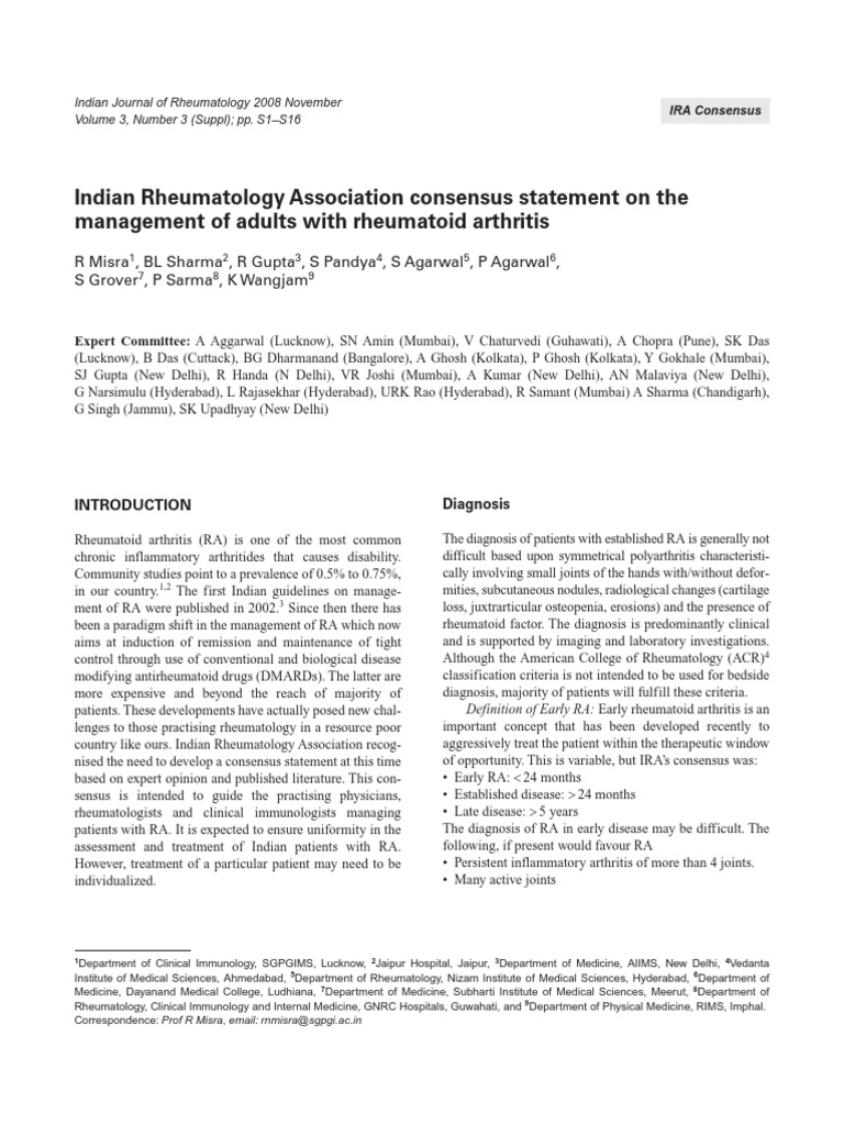Indian RA Management Consensus 2008 | PDF | Nonsteroidal Anti ...