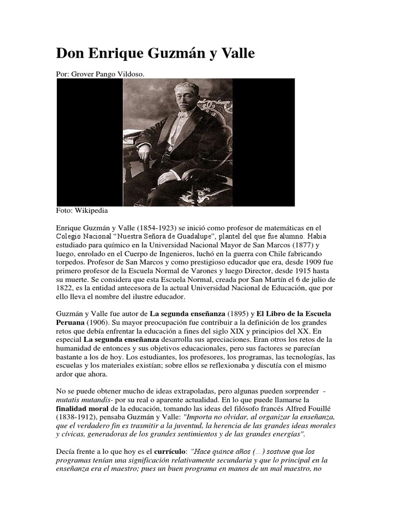 Don Enrique Guzmán y Valle | PDF | Maestros | Universidad