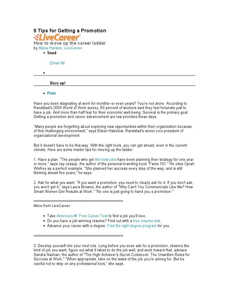 9 Tips to Secure a Promotion | PDF | Business