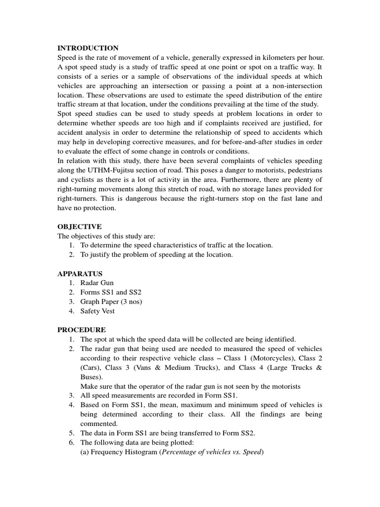 Spot Speed Study | PDF | Traffic | Mode (Statistics)