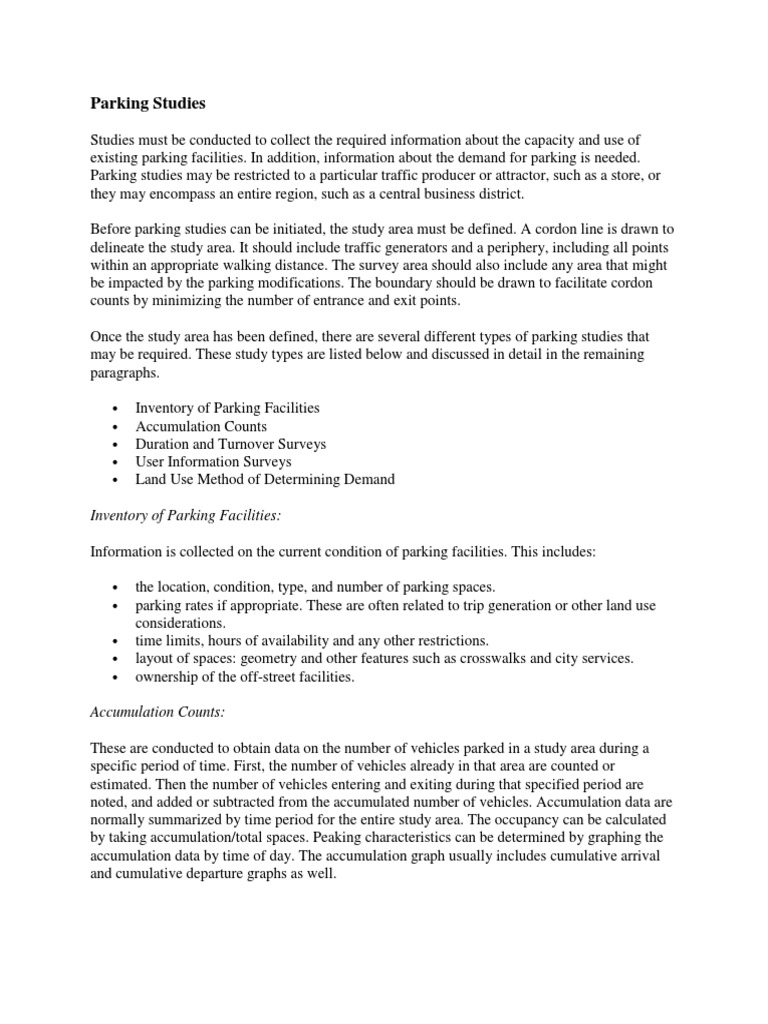 Parking Studies | PDF | Surveying | Traffic