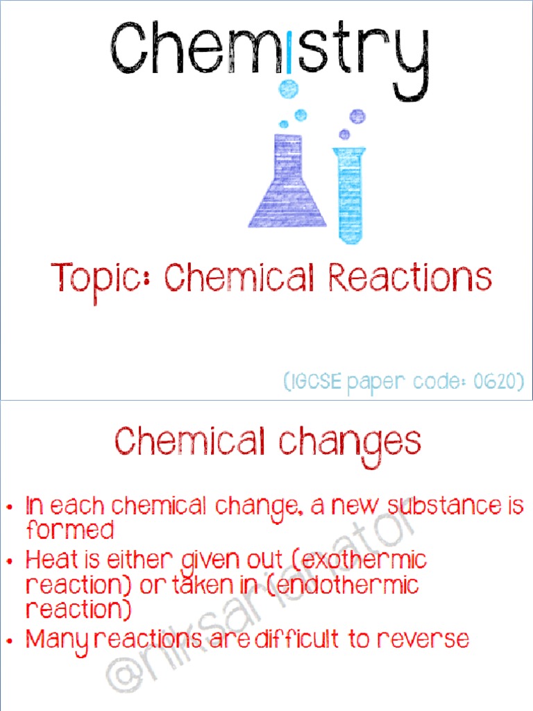 IGCSE Chemistry: Chemical Reactions _ Notes