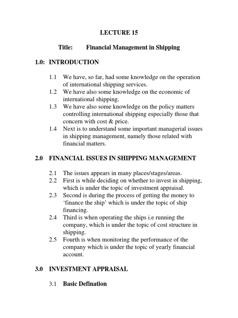 Shipping Finance Essentials | PDF | Present Value | Discounting