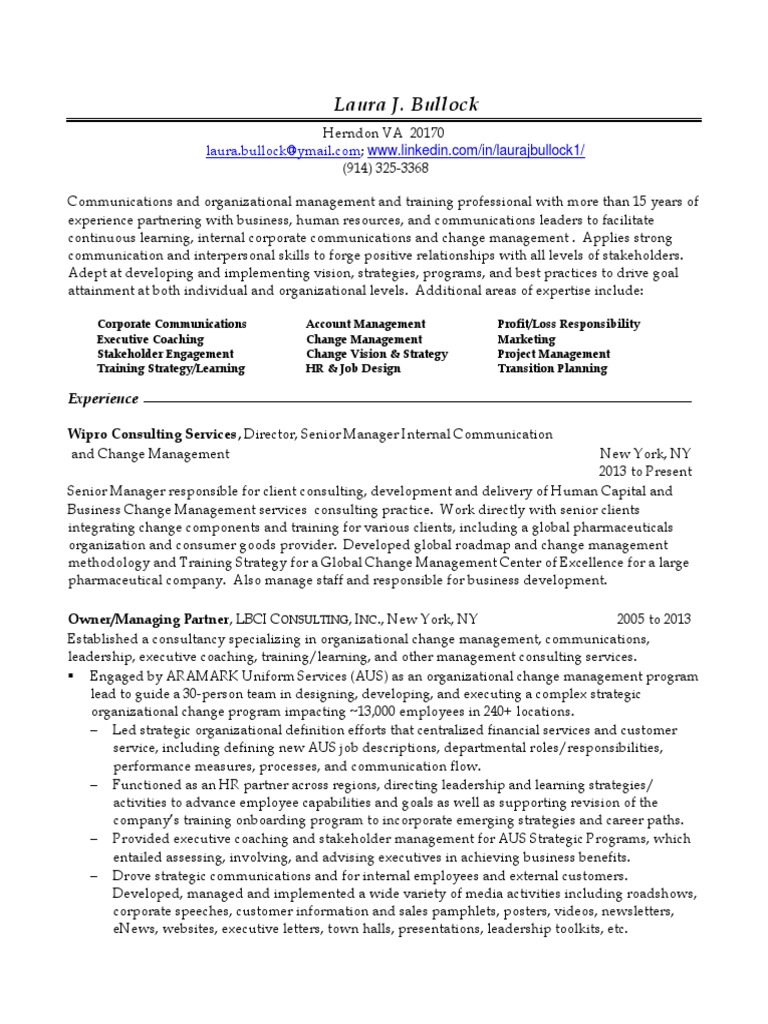 Director Manager Internal Communications in Washington DC Resume Laura ...