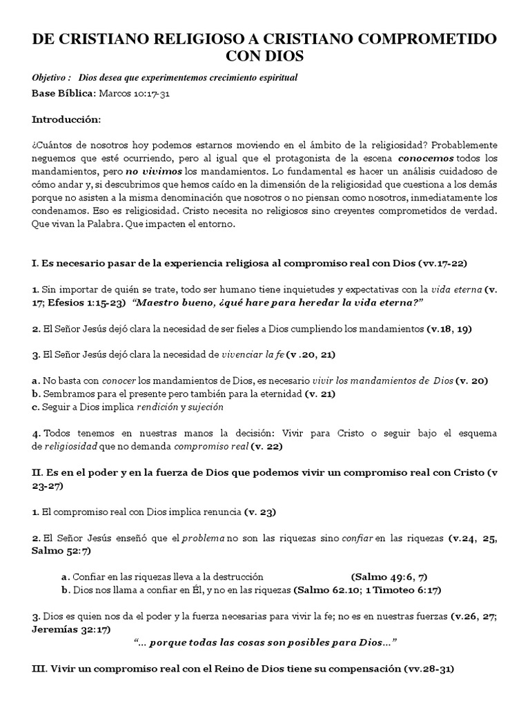 De Religiosidad a Compromiso Cristiano | PDF | Fe | Jesús