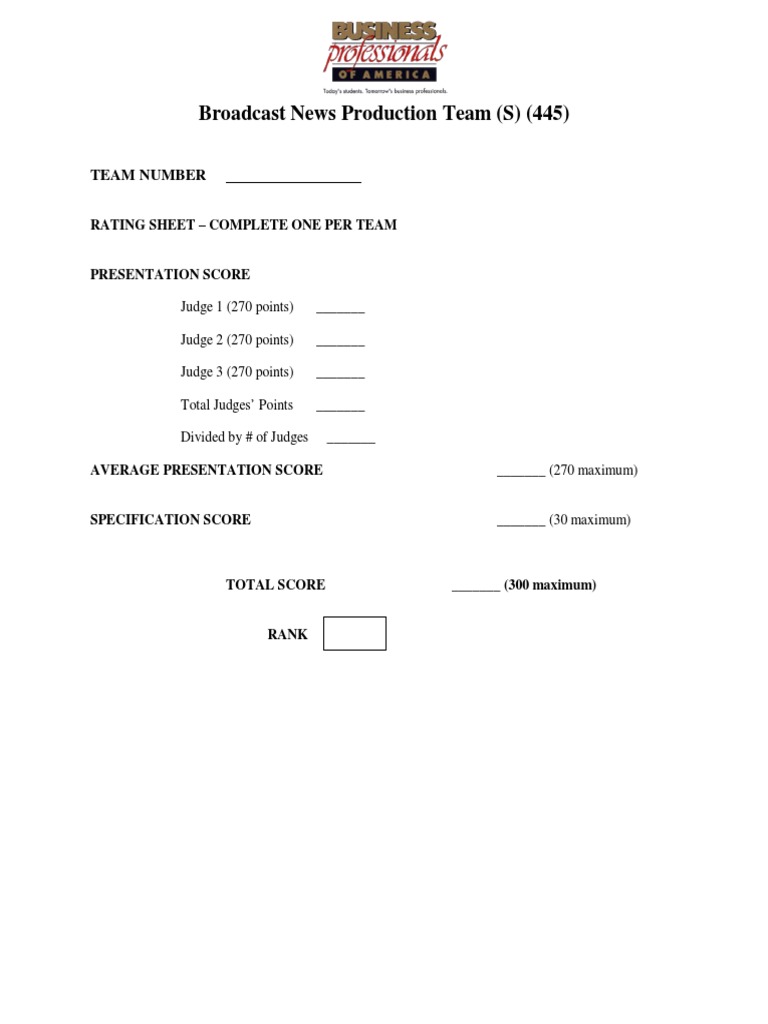 445 S-Broadcast News Production Team Rubric 2014 | PDF | Rubric ...