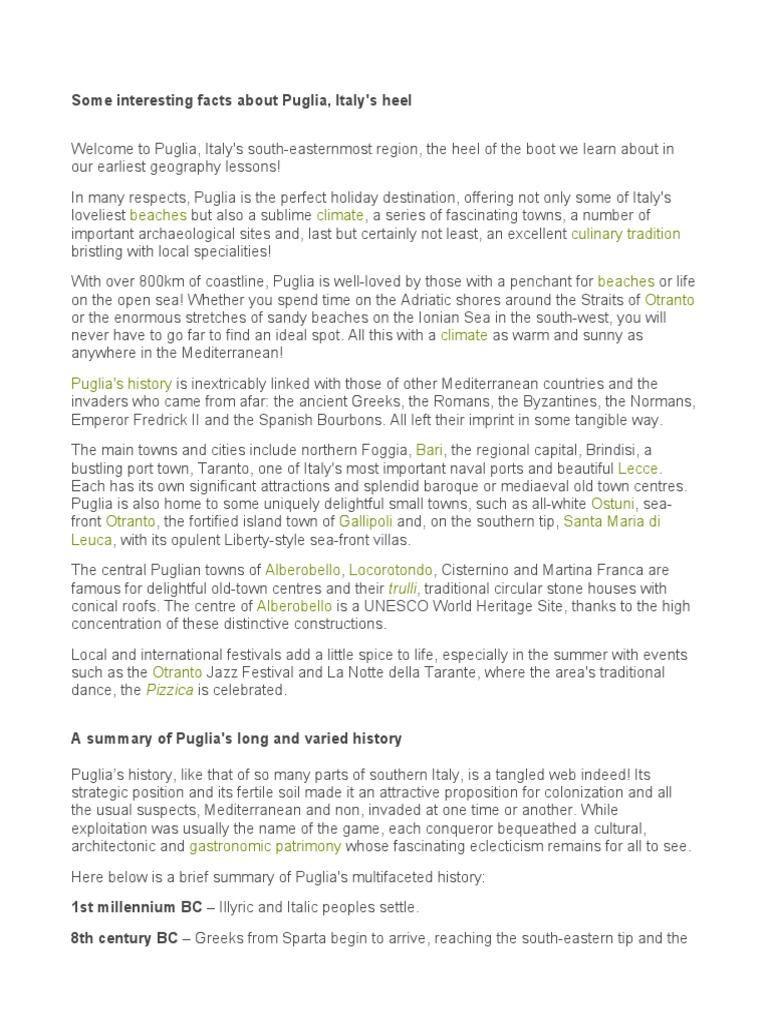 Some Interesting Facts About Puglia | PDF