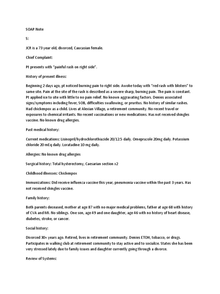 soap note | Herpes Simplex | Rtt