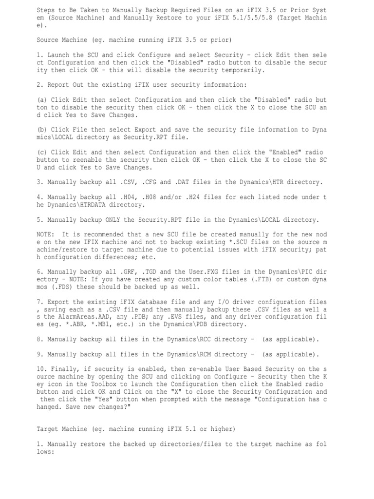 iFIX Backup & Restore Guide | PDF | Utility Software | Data