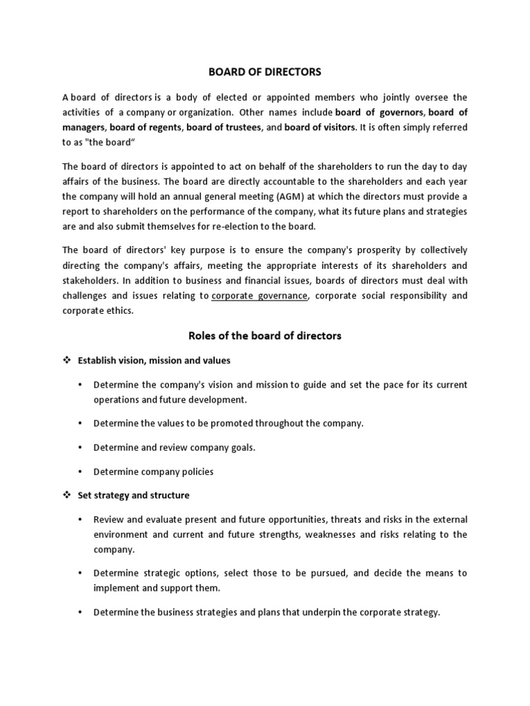 Board of Directors: Managers, Board of Regents, Board of Trustees, and ...