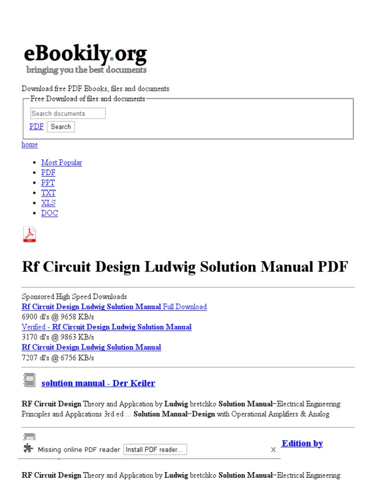 RF Circuit Design Ludwig Solution Manual - Free PDF Downloads | PDF ...