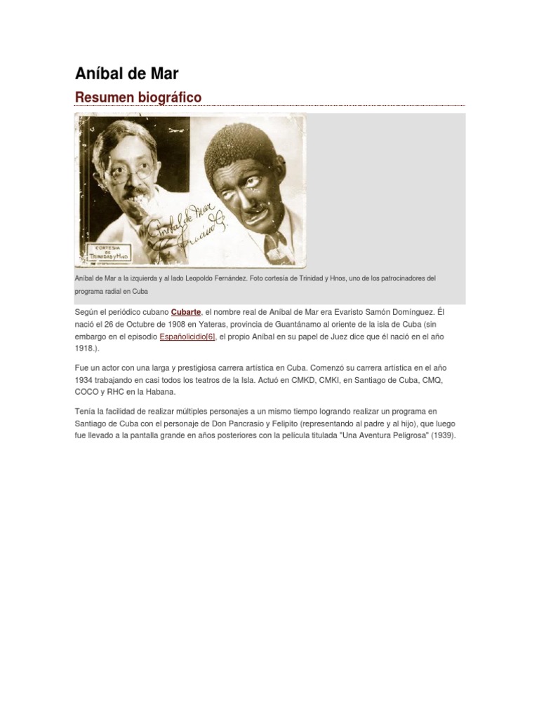 Biografía de Aníbal de Mar | PDF | Cuba | Science