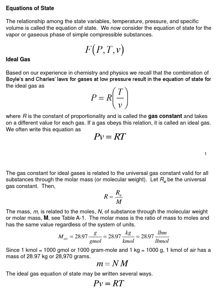 PV RT: Equations of State | PDF | Gases | Mole (Unit)