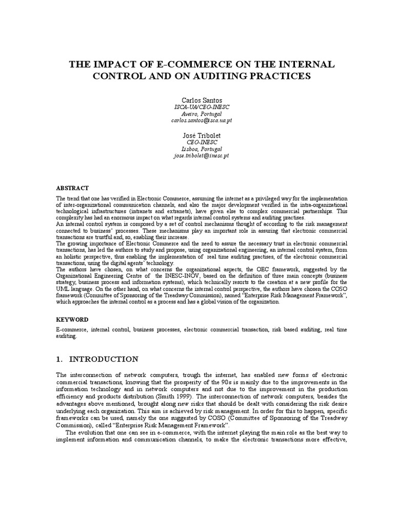 Impact of E-Commerce | PDF | Enterprise Risk Management | Risk Management