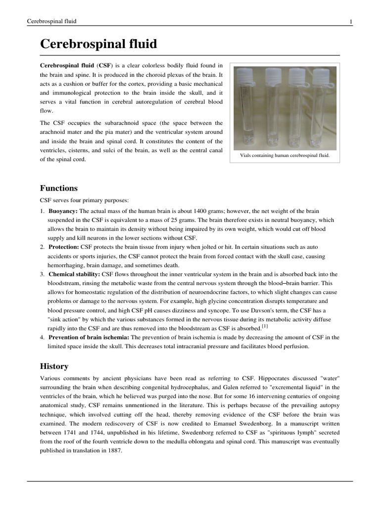 Cerebrospinal Fluid | PDF | Cerebrospinal Fluid | Nervous System