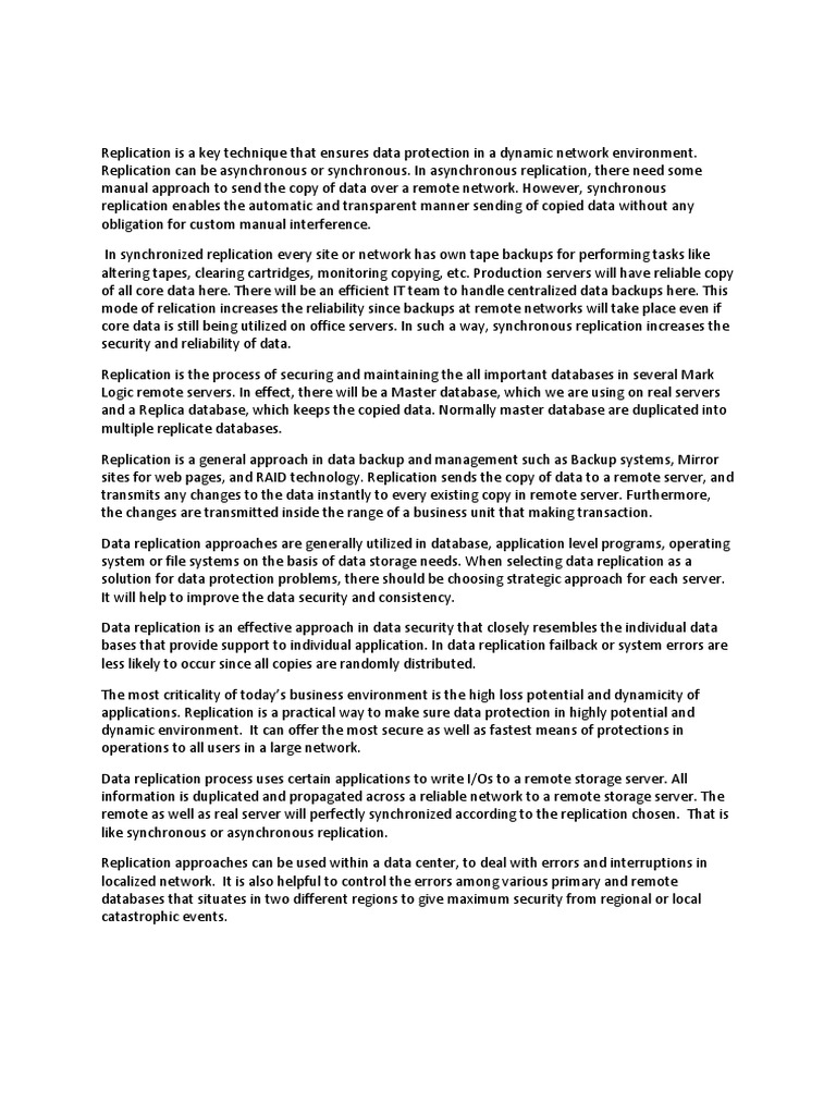 Data Replication | PDF | Replication (Computing) | Backup