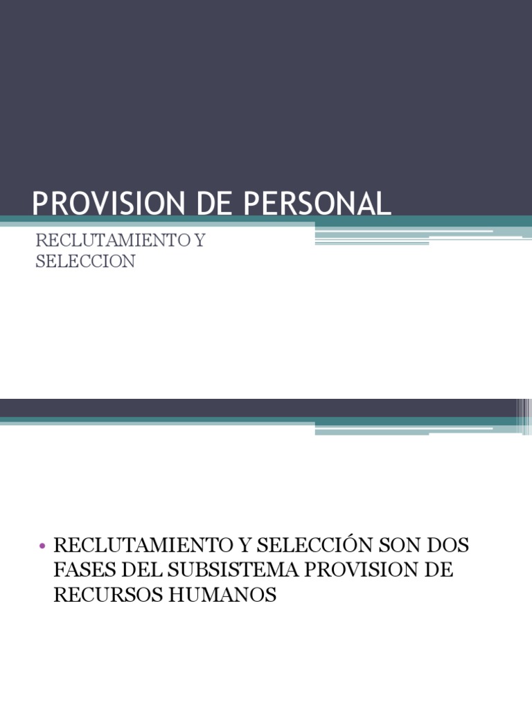 Provision de Personal.. | PDF | Reclutamiento | Recursos humanos