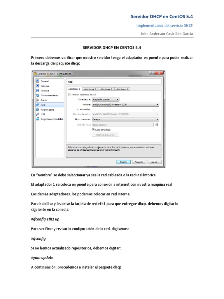 Configuración de Servidor DHCP en CentOS 5.4 | PDF | Dirección IP ...