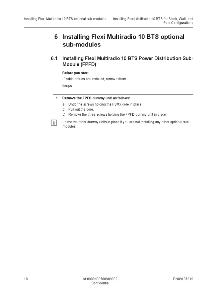 Installing Flexi Multiradio 10 BTS For Stack, Wall, and Pole ...