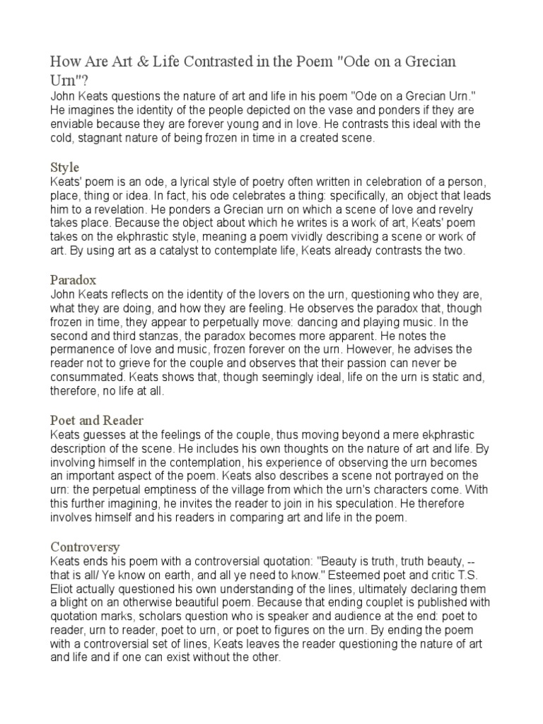 Contrast of Real Life & Art | PDF | Poetry