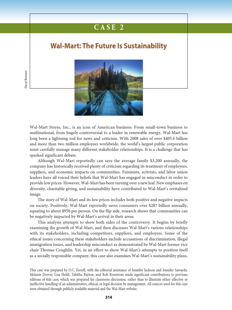 Wal-Mart: The Future Is Sustainability: Case 2 | PDF | Walmart | Supply ...