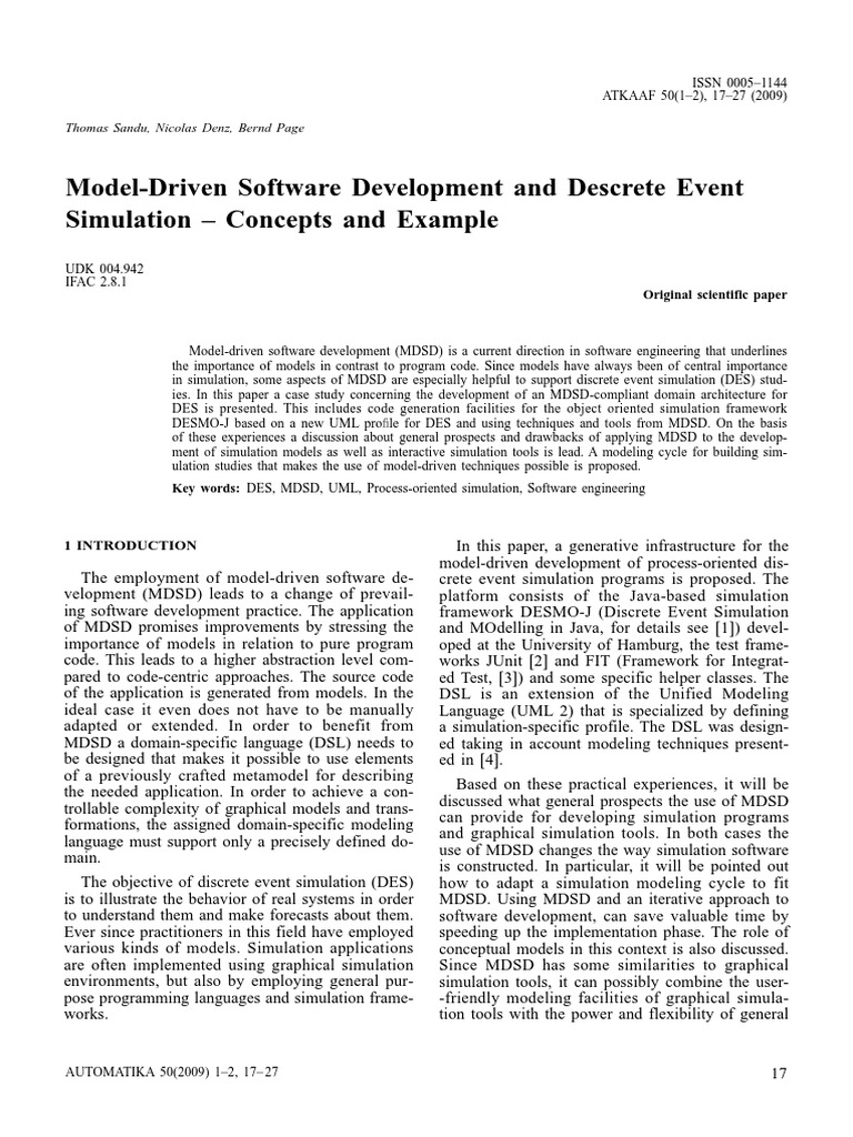 Model-Driven Software Development and Descrete Event Simulation ...