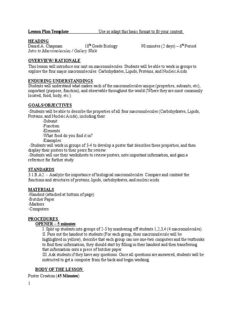 Macromolecules Poster Project Plan | PDF | Macromolecules | Nucleic Acids