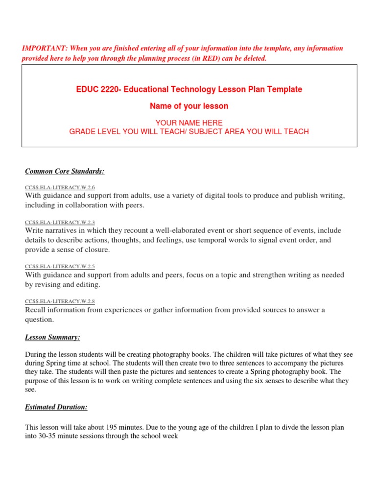 Technology Lesson Plan | PDF | Lesson Plan | Communication