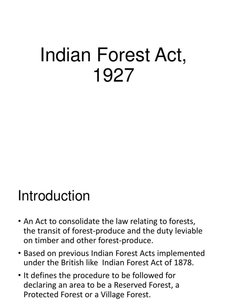 Overview of the Indian Forest Act, 1927 | PDF | Social Institutions ...