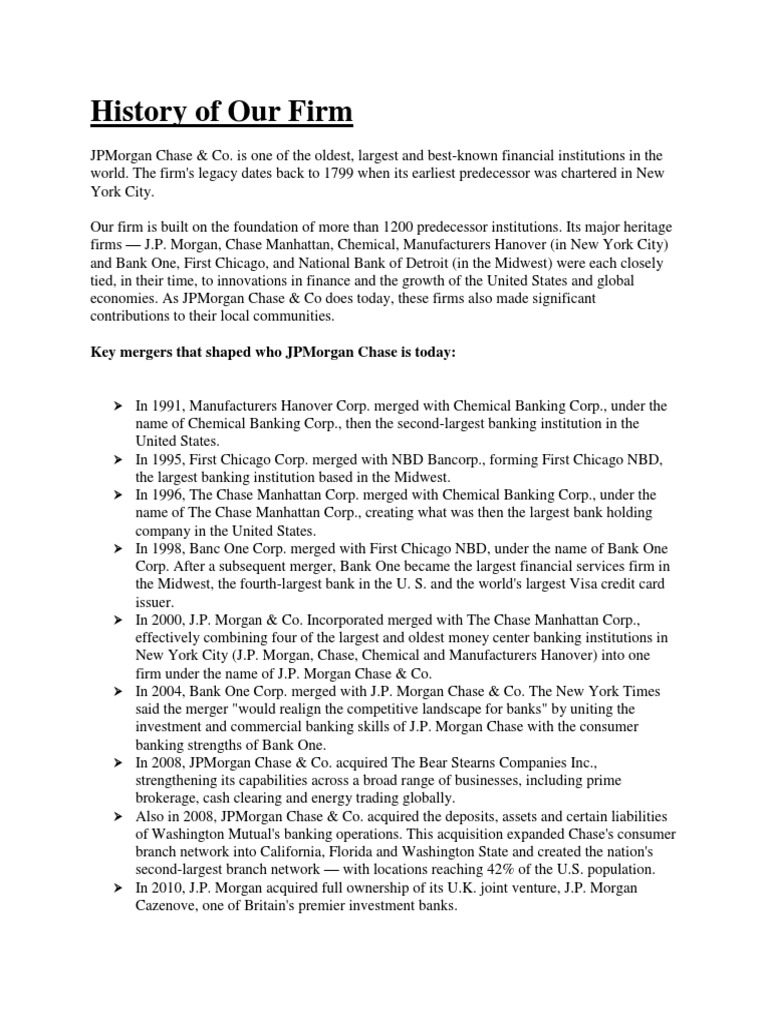 JP Morgan Chase History | PDF | Jp Morgan Chase | Chase Bank