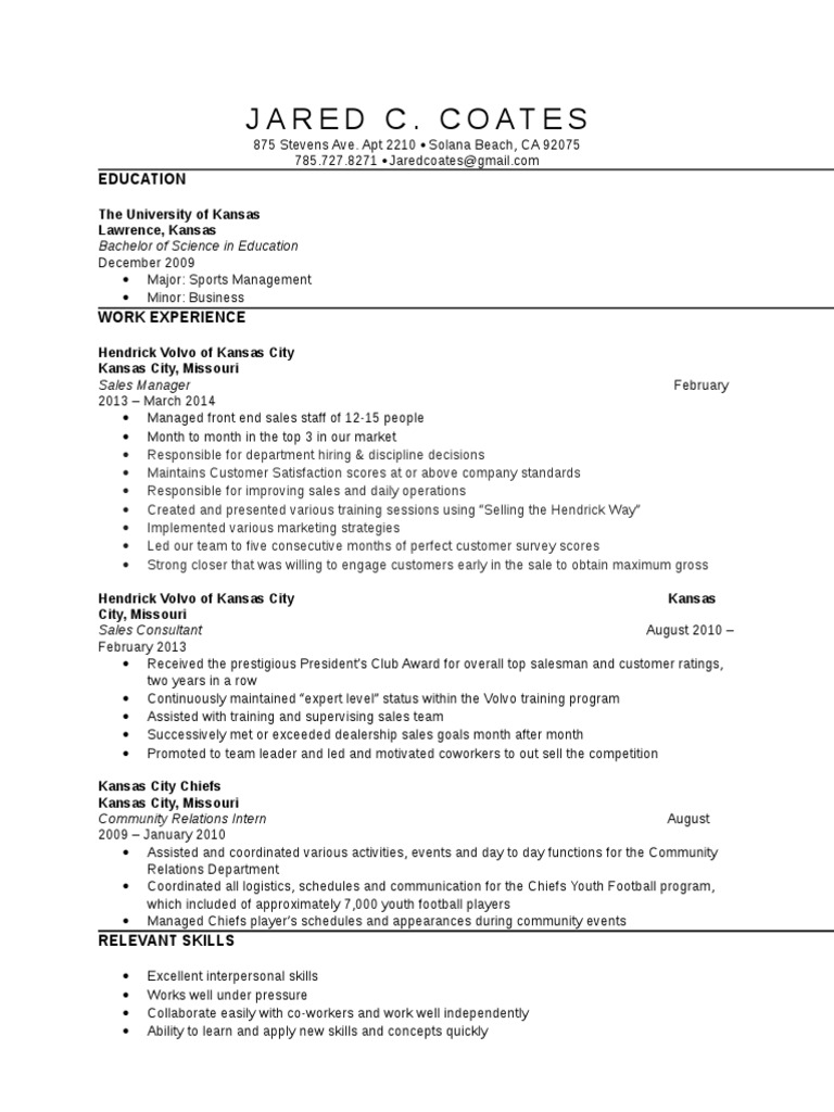 Jared Coates Resume | PDF | Plants