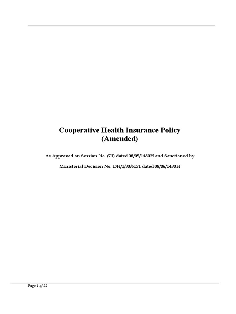 Cooperative Health Insurance Policy | Download Free PDF | Government ...