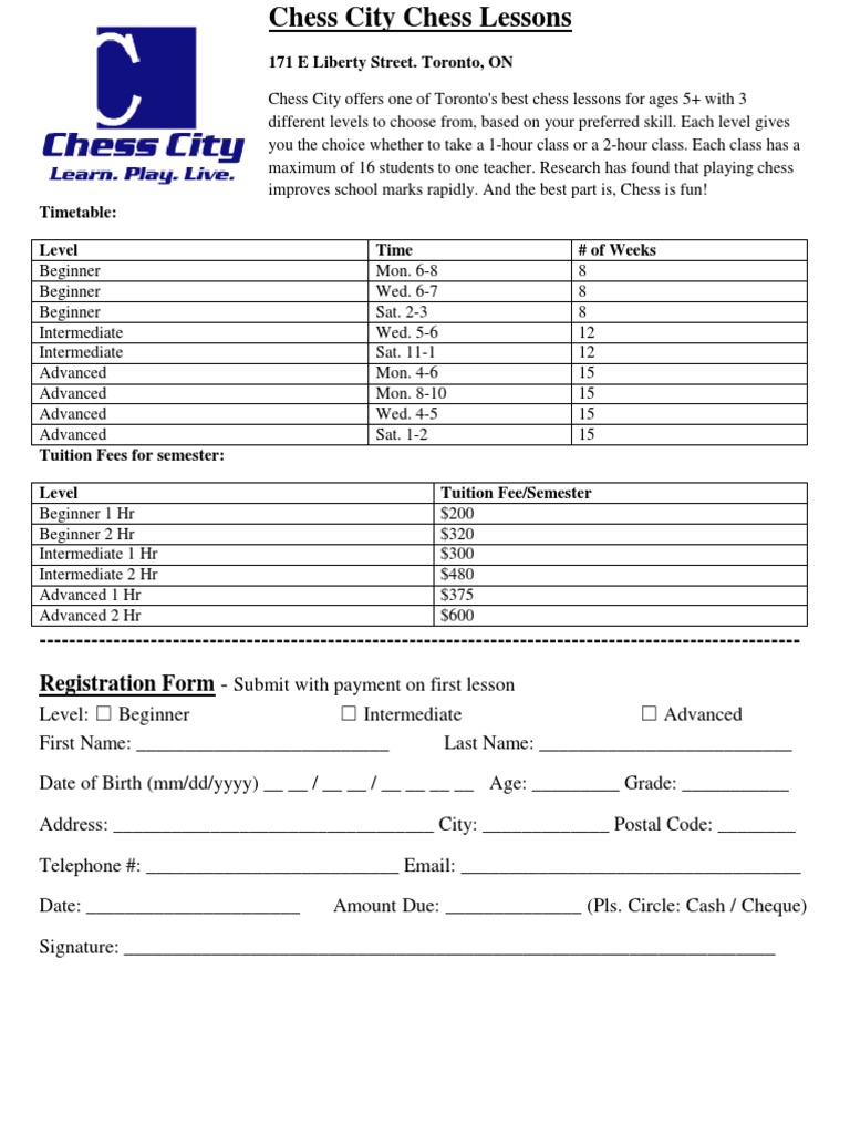 Toronto Chess Lessons for All Ages | PDF