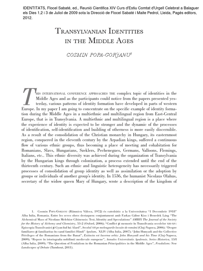 Transylvanian Nobility in the Middle Ages | PDF | Nobility | Slavs