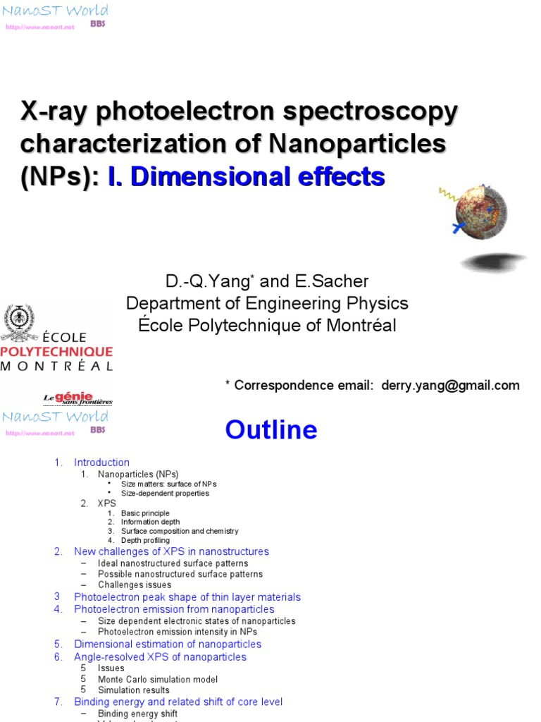 Nano XPS Nanost 1 | PDF | X Ray Photoelectron Spectroscopy | Nanoparticle
