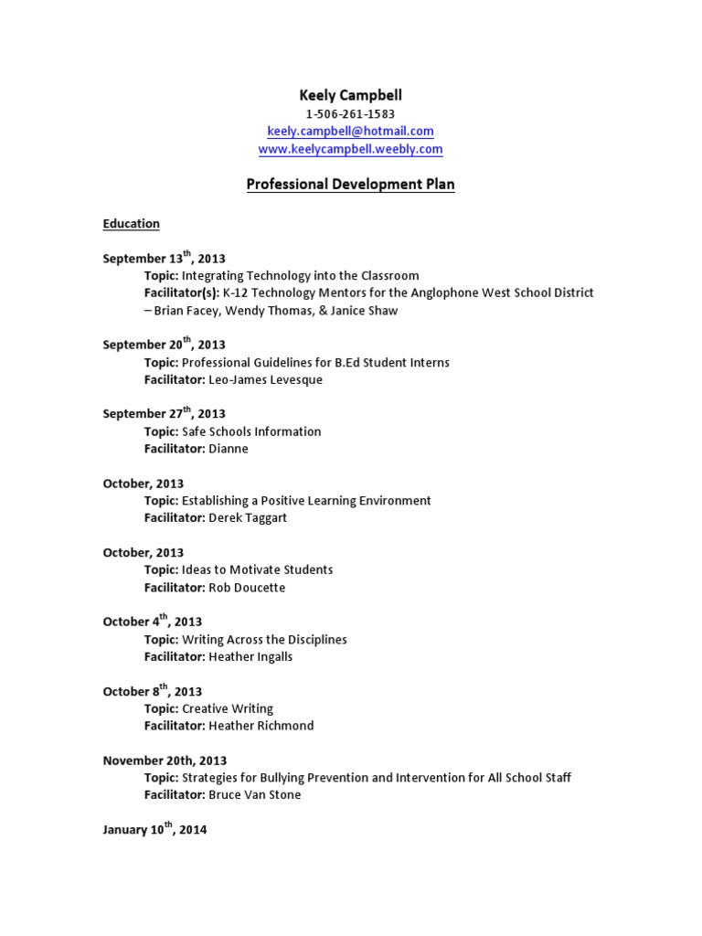 Professional Development Plan Overview | PDF | Professional ...
