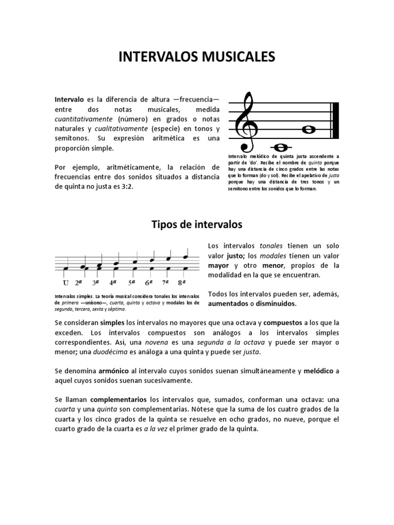 Intervalos Musicales | PDF | Intervalo (música) | Elementos de la música
