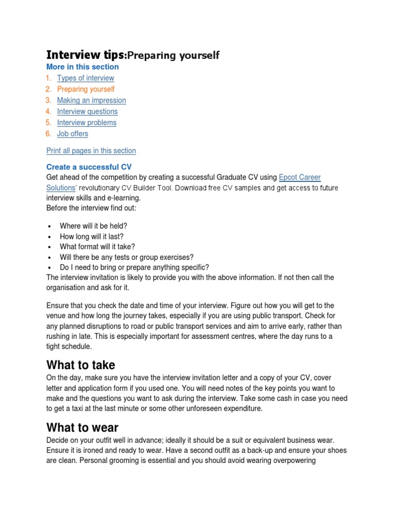 Interview Tips: Preparing Yourself | PDF | Recruitment | Employment