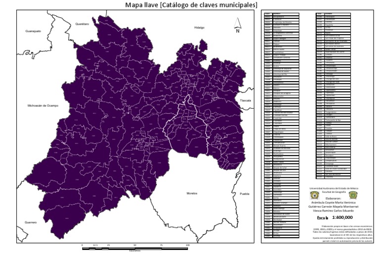 Catálogo de claves municipaes del Estado de México | México