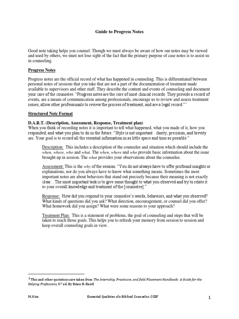 Guide To Progress Notes | PDF | Educational Assessment | Action ...