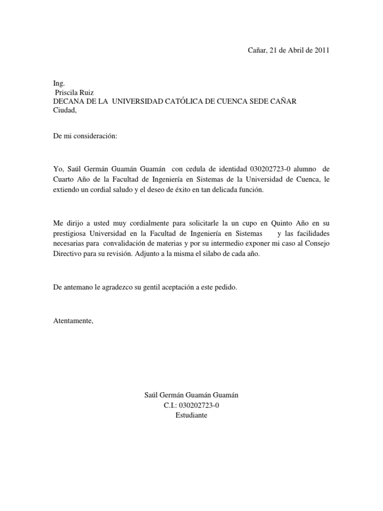 Solicitud de Convalidación | PDF